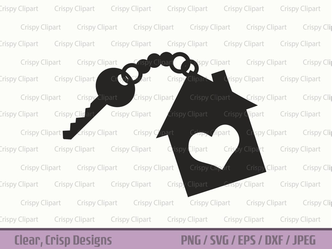 House With Heart Keychain SVG, House With Key Silhouette Vector Art ...
