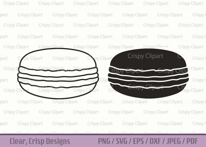 Macarons SVG French Macaron Outline Clipart Dessert Cut - Etsy