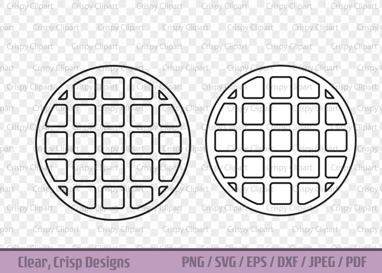 Waffle Outline Clipart Round Waffle SVG Cut File Transparent - Etsy Canada