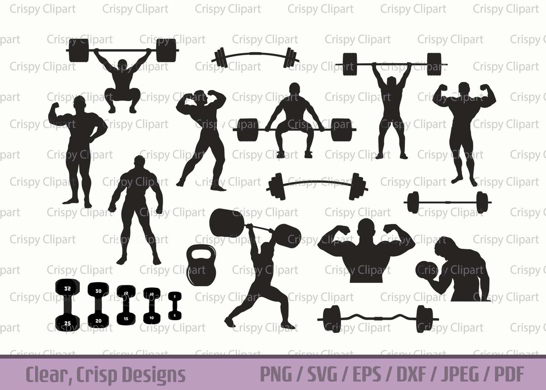Men Weightlifters SVG Bundle, Male Body Builder Silhouette Cut File ...