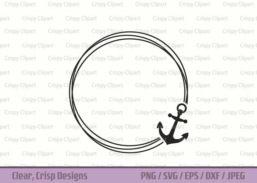 Anchor Circle Frame SVG, Round Nautical Border Clipart, Anchor Vector ...