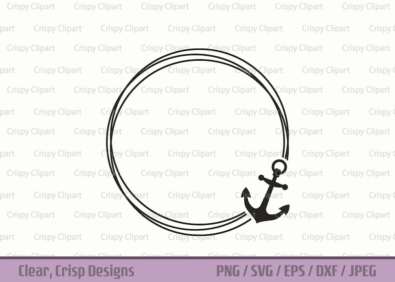 Anchor Circle Frame SVG, Round Nautical Border Clipart, Anchor Vector ...
