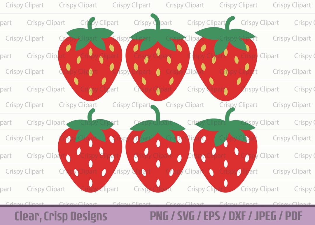 Strawberry SVG Vector Art, Summer Fruit With Seeds Cut File, Red ...