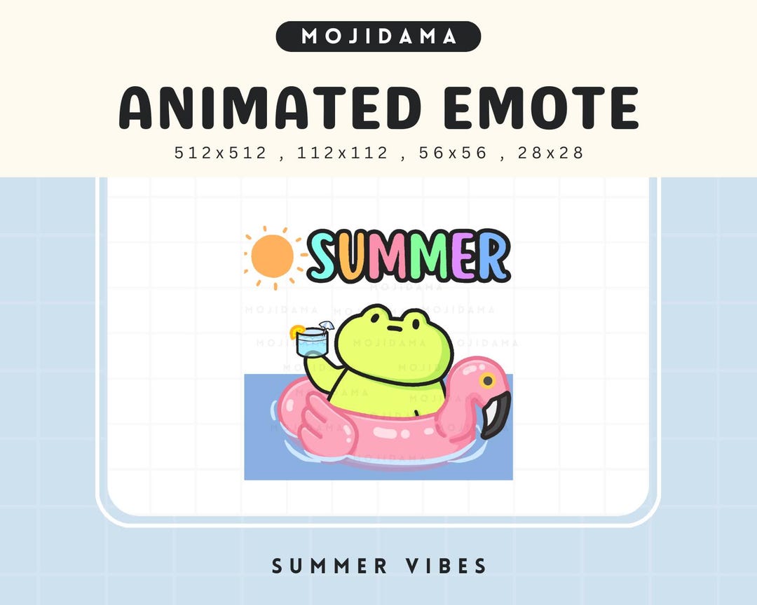 Frog Summer Animated Emotes Twitch Beach Vibes Pepe Emote Chibi Cute ...