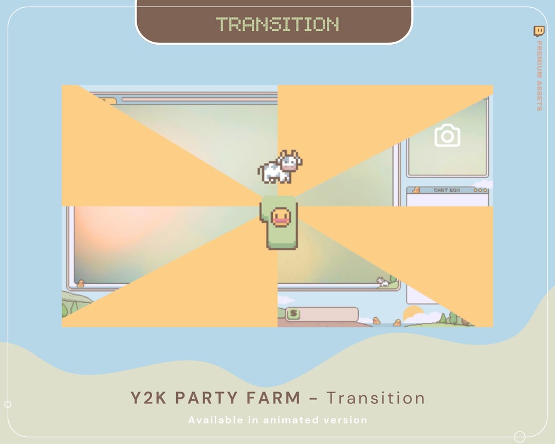 Y2K Party Farm Twitch Stinger Transition: Duck, Cow Animation (webm) - Etsy