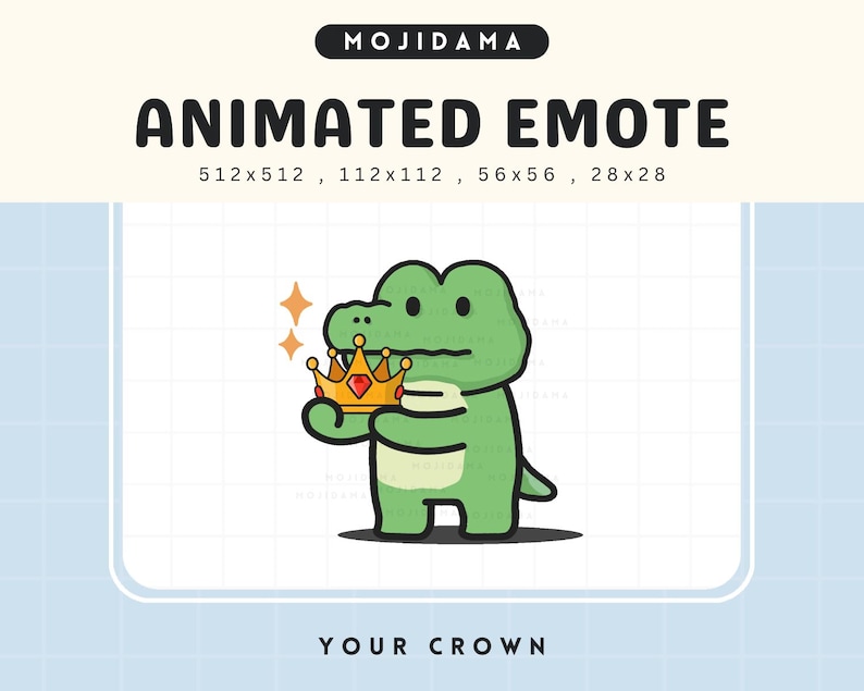 Animated Crocodile Crown Emote: Twitch, Discord, Youtube (digital ...