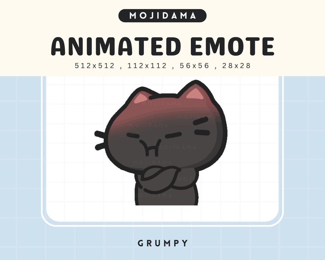 Cat Grumpy Emotes Twitch Animation Black Kitty Angry Chibi Kitten Cute ...
