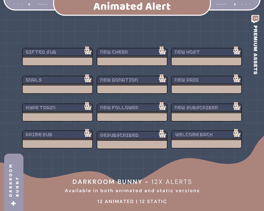 Bunny Twitch Alert Animation Lofi Aesthetic Stream Overlay Streamlabs ...