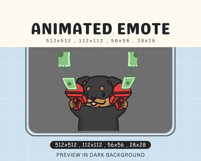 Dog Twitch Emotes Animation Money Rich Cute Chibi Animated Rottweiler ...