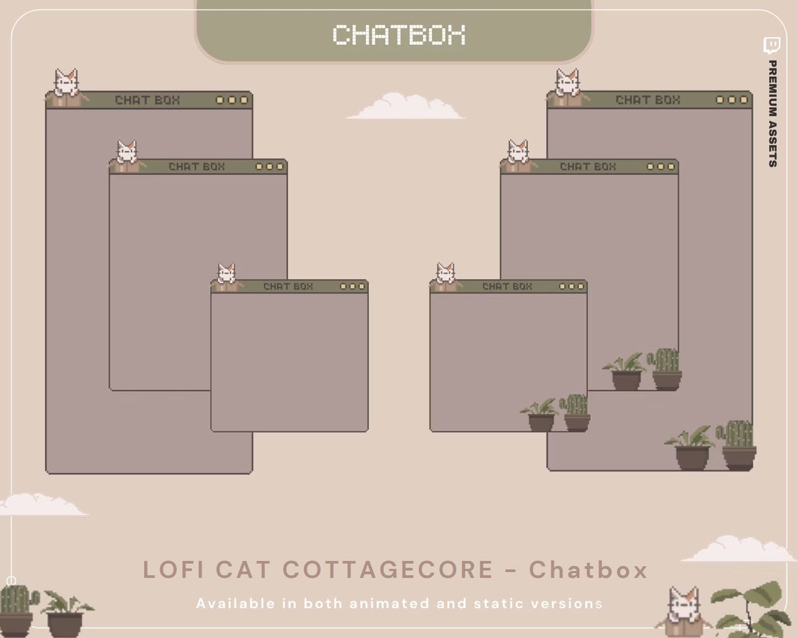 Twitch Stream Chatbox Animation Cat Overlay Kitty Cute Pixel Aesthetic ...