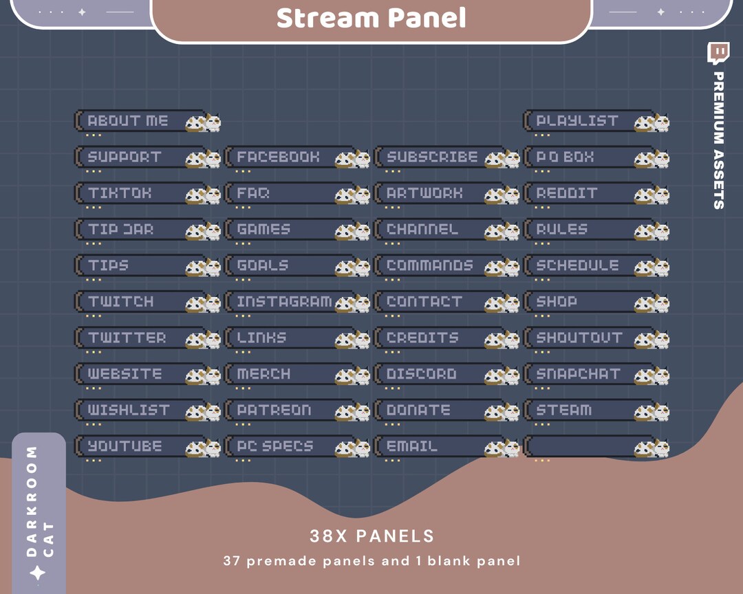 Cat Twitch Stream Panel Lofi Kitty Funny Cozy Room Panels Overlay Obs ...