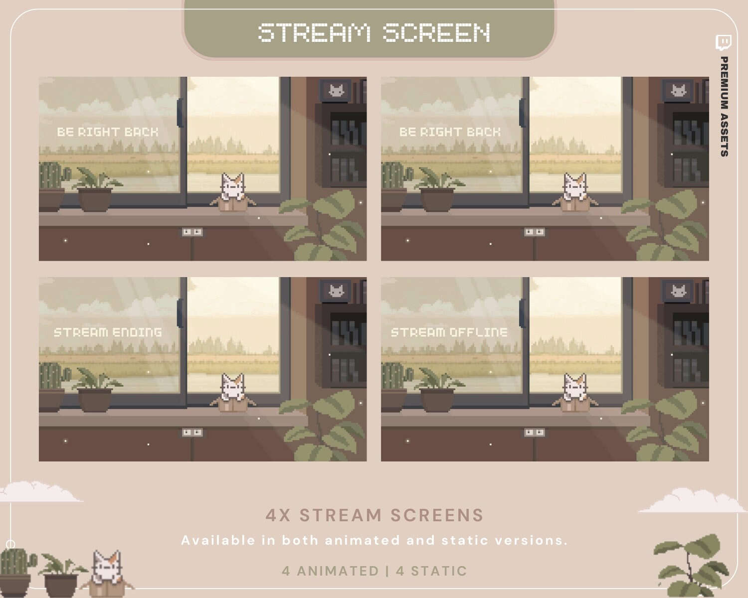 Cat Stream Animated Overlay Pack: Kitty Streamer Vtuber Kick Youtube ...