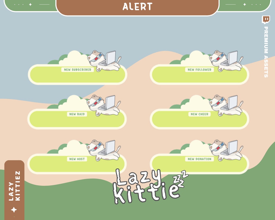 Cat Twitch Stream Alert Cozy Overlay Animation Obs Streamlabs Studio ...