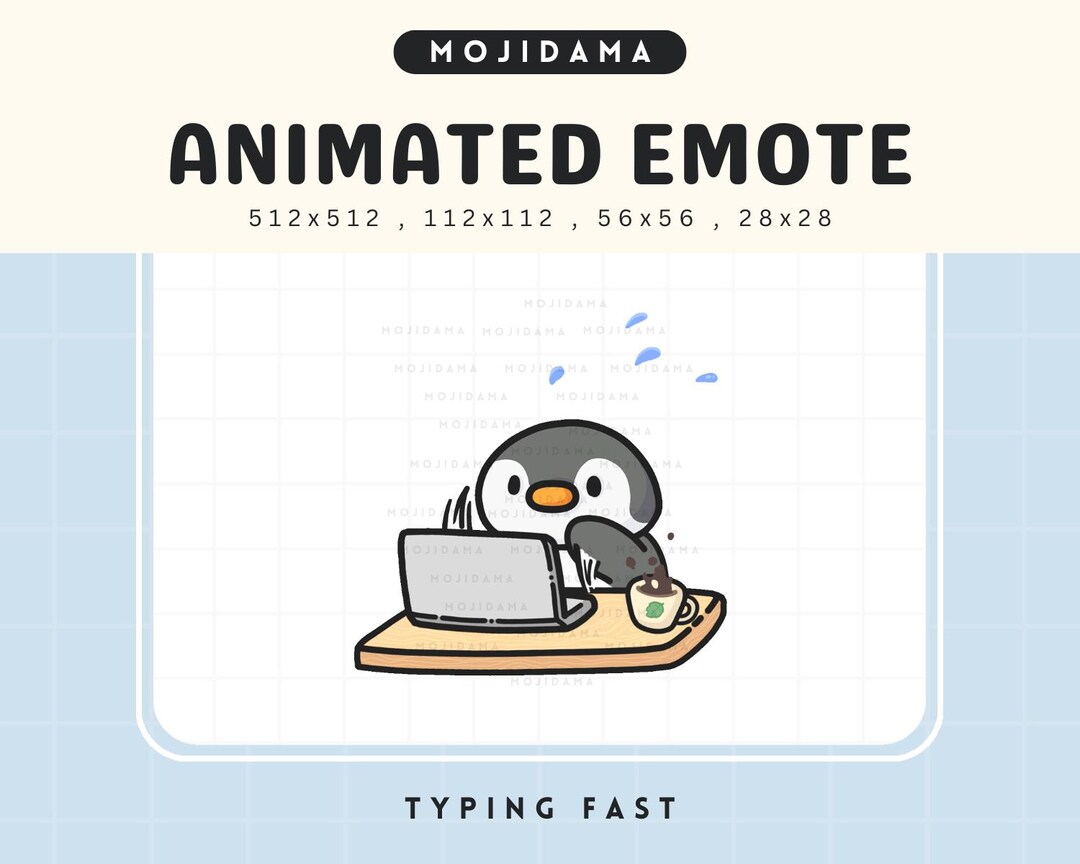 Penguin Twitch Emotes: Typing Keyboard Panic Animated Funny Cute Vtuber ...