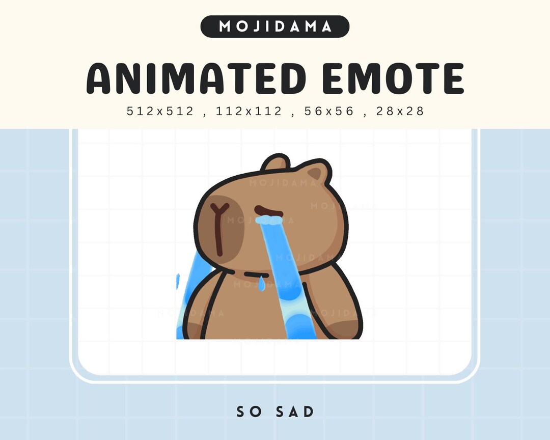 Sad Capybara Twitch Emotes Animation: Cute Crying Chibi Kawaii Emotes ...
