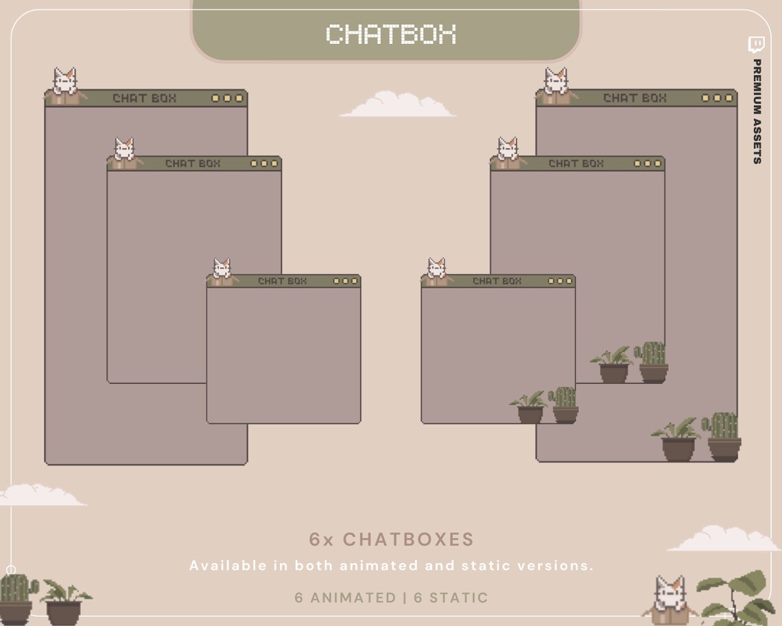 Twitch Stream Chatbox Animation Cat Overlay Kitty Cute Pixel Aesthetic ...