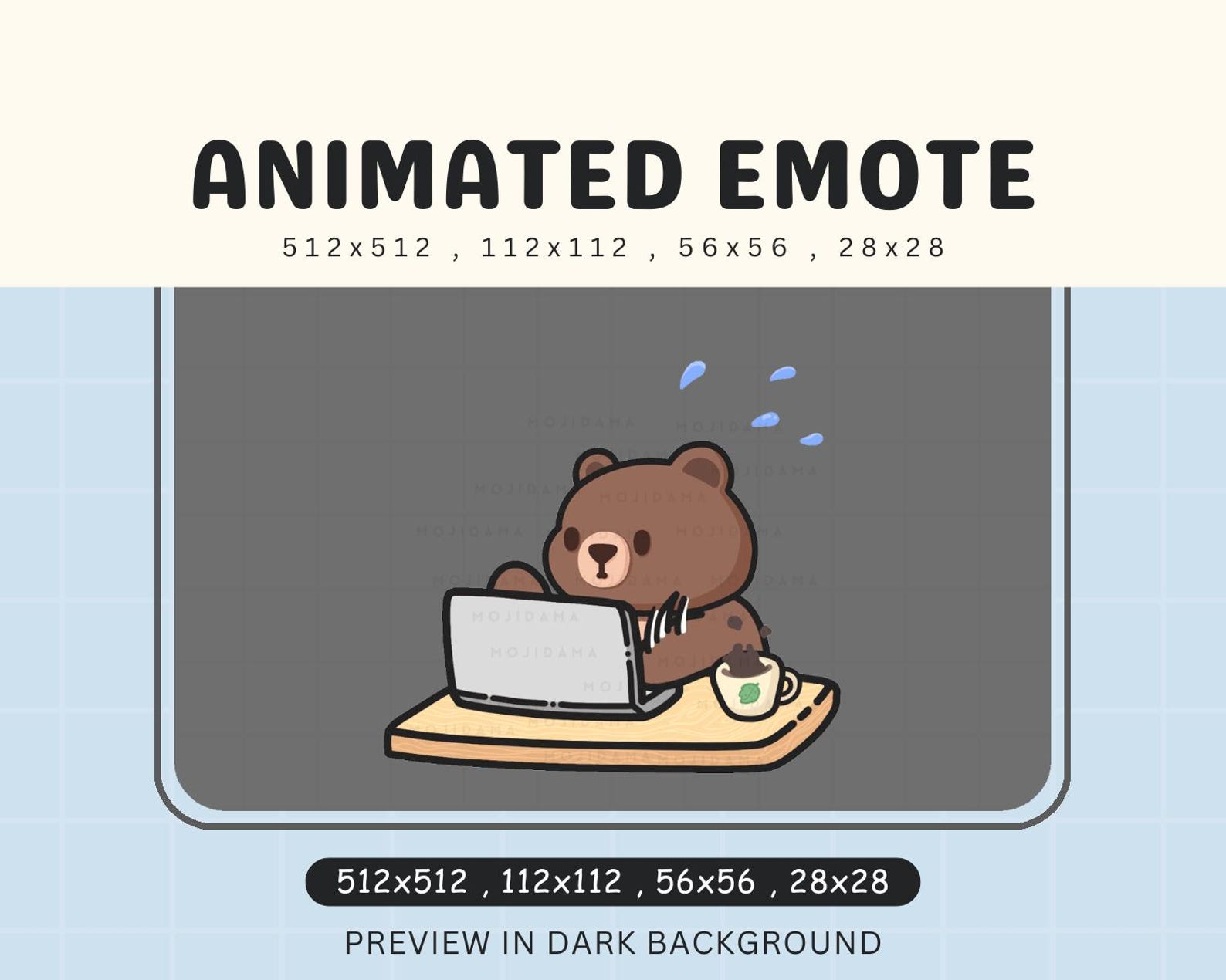 Animated Bear Typing Emote: Chibi Twitch Stream Asset (digital Download ...
