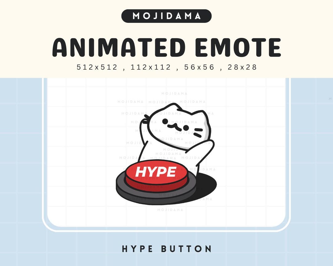Hype Cat Twitch Emotes, Animated White Kitty Press Button Streaming - Etsy