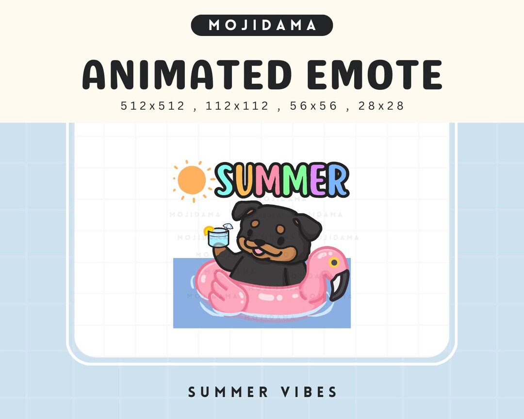 Rottweiler Summer Emote: Animated Chibi Dog (digital Download) - Etsy