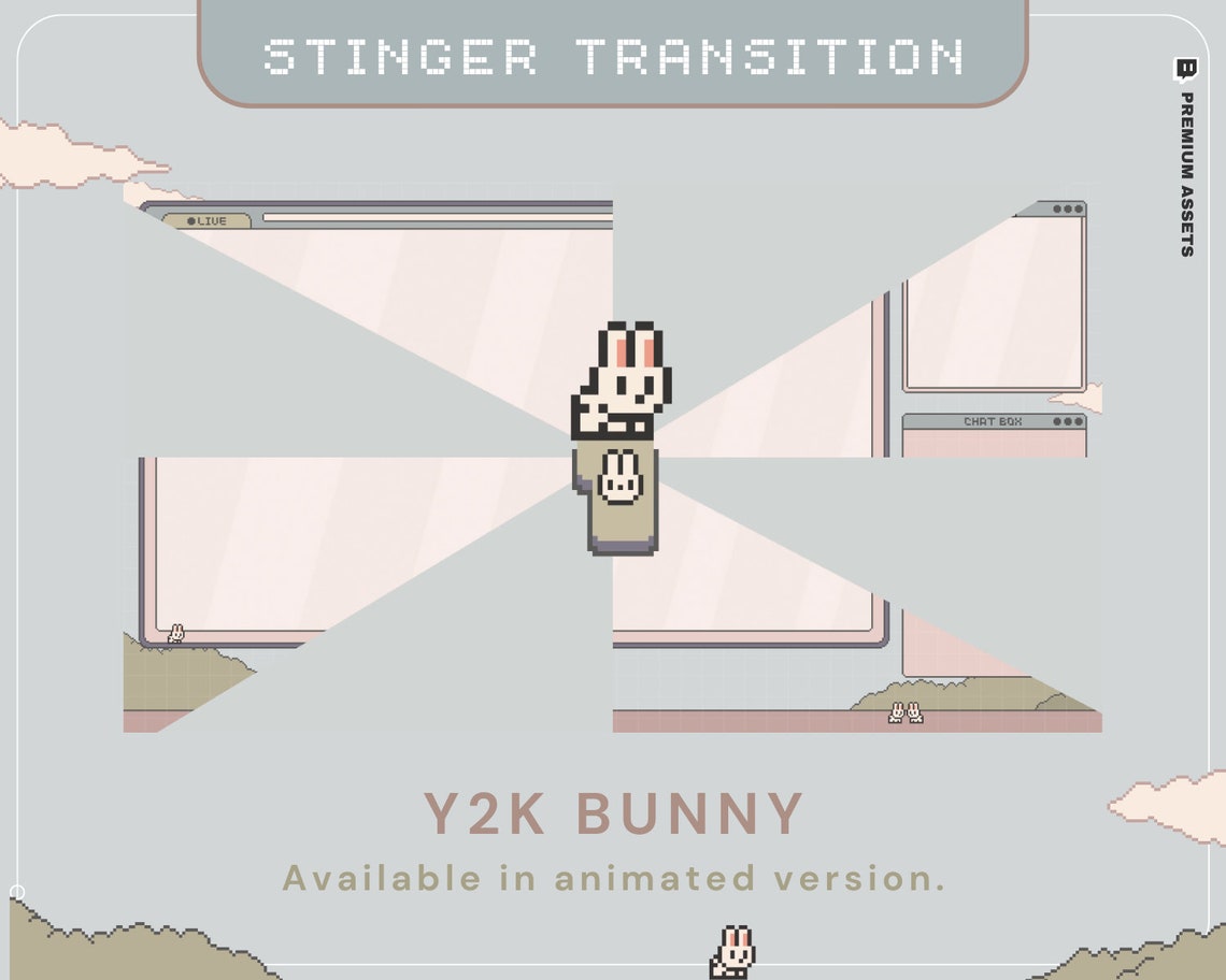 Animated Twitch Stinger Transition Overlay Y2K Bunny Animation Overlay ...