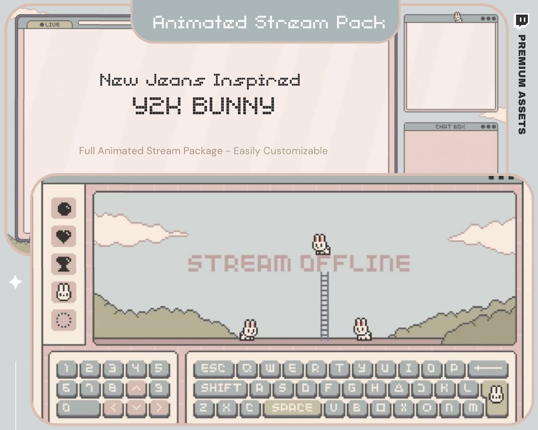Bunny Twitch Animation Stream Overlay Animated Cute Rabbit Aesthetic ...