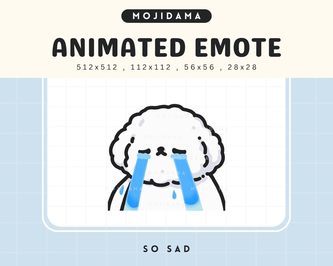 Maltese Dog Crying Twitch Emote: Sad Chibi Animation (digital Download ...