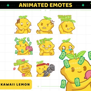Kawaii Lemon Fruit Emotes Animation Bundle Funny Dancing Animated Cute ...
