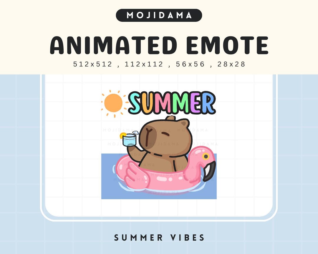 Capybara Summer Animated Emotes Twitch Beach Vibes Emote Chibi Cute ...