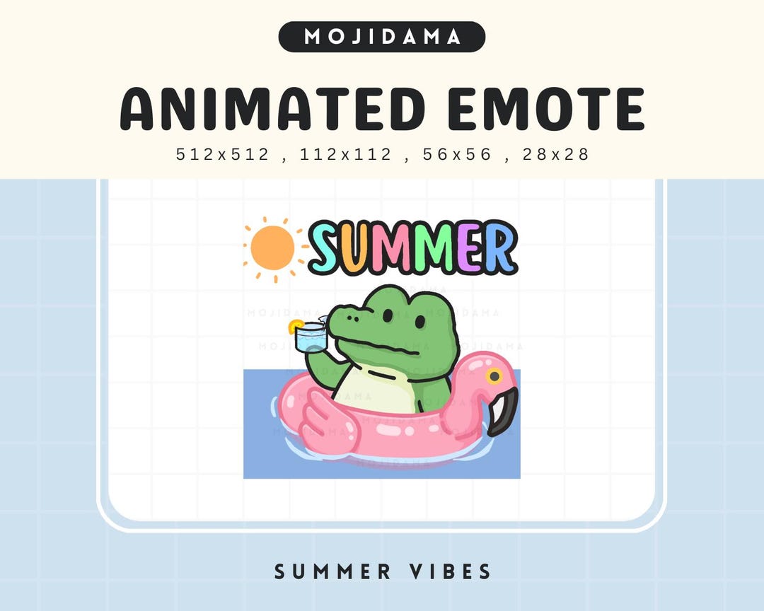 Crocodile Summer Animated Emote: Chibi Alligator, Beach Vibes (digital ...