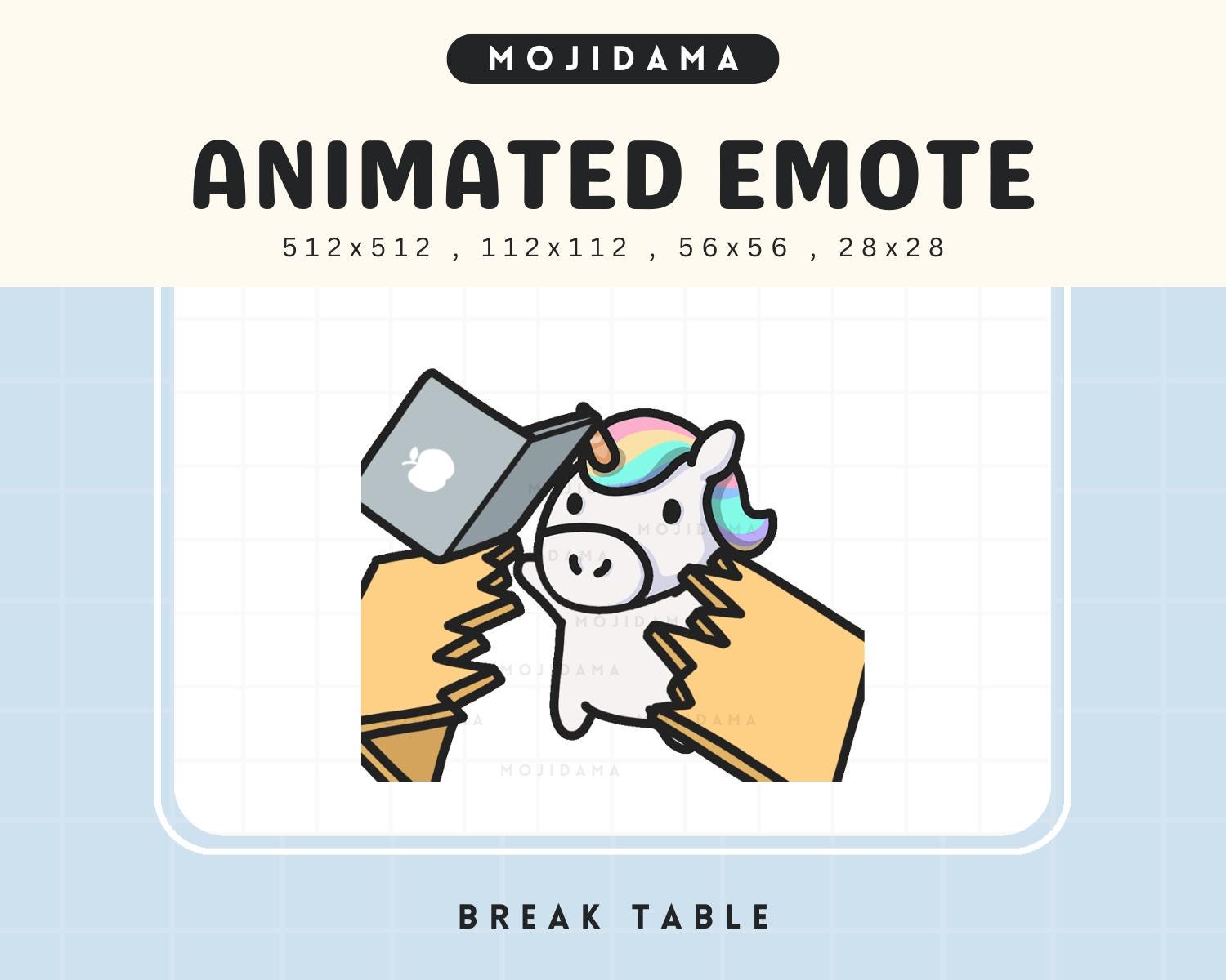 Angry Chibi Unicorn Animated Emote: Break Table - Twitch, Discord, Kick ...