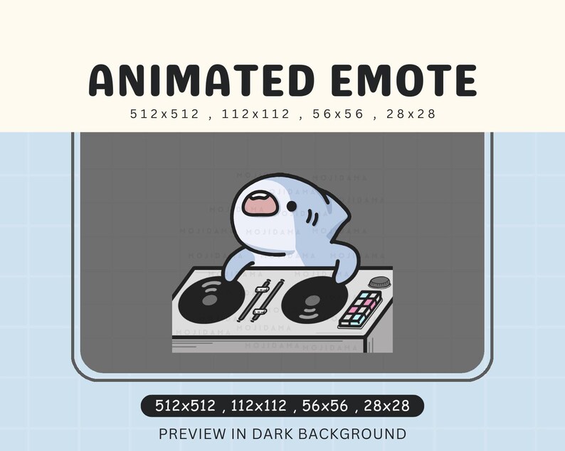 Animated Shark Twitch Emote: Chibi DJ, Music Vibes (digital Download ...