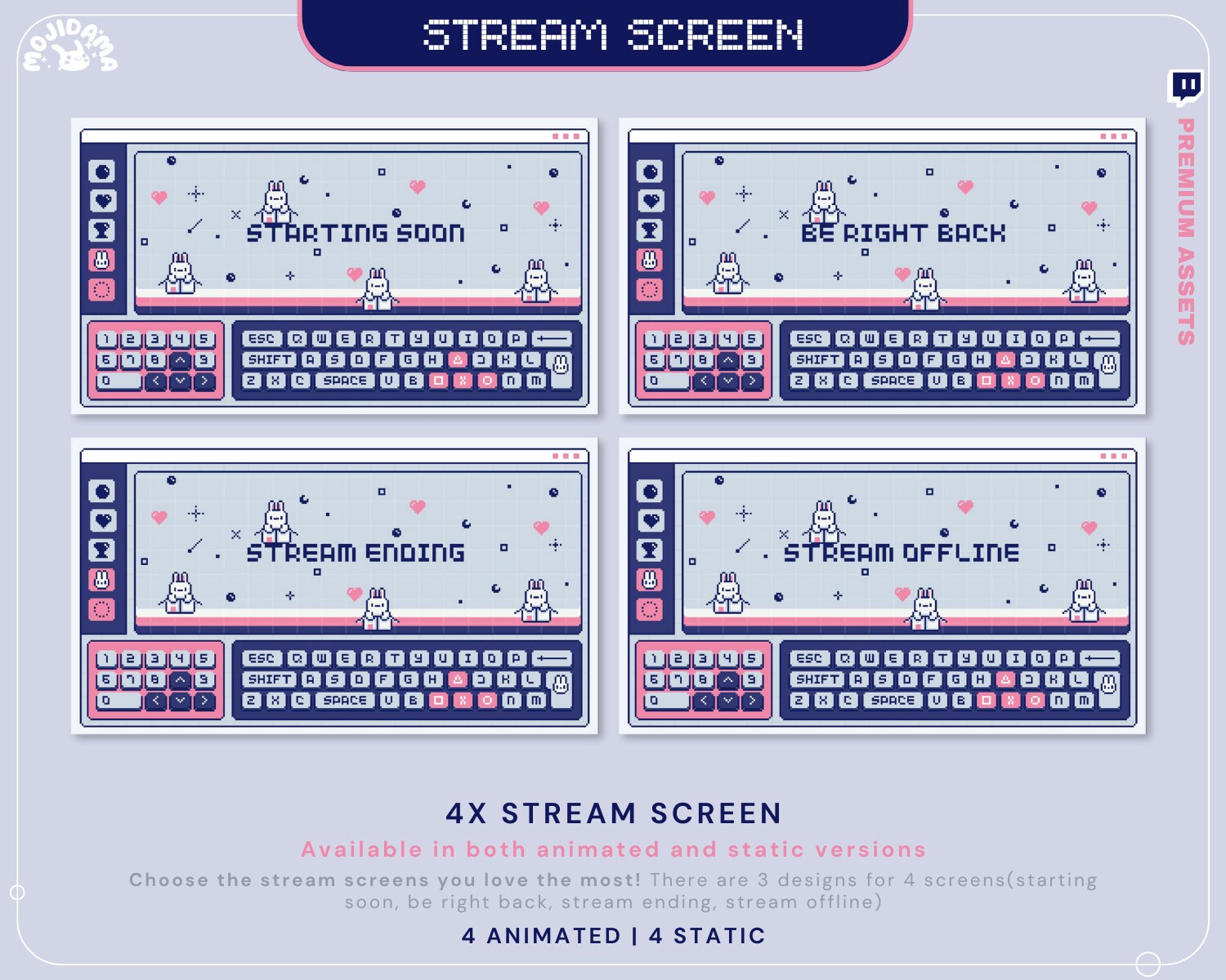 Bunny Twitch Screen Animation Cute Lofi Aesthetic Stream Scene Rabbit ...