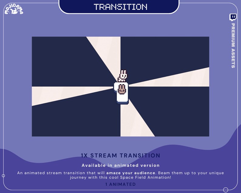 Blue Twitch Stinger Transition Animation Cat Overlay OBS Studio ...