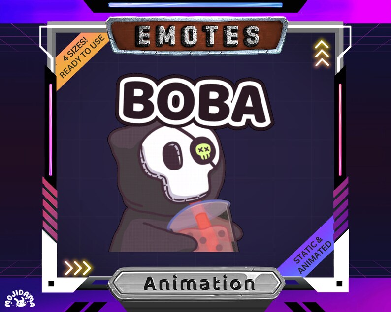 Boba Twitch Emotes Animación Fantasma Halloween Stream Lindo Divertido ...