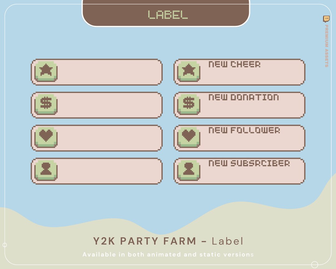 Cute Twitch Label Animation Duck Cow Animated Stream Labels Y2K Retro ...