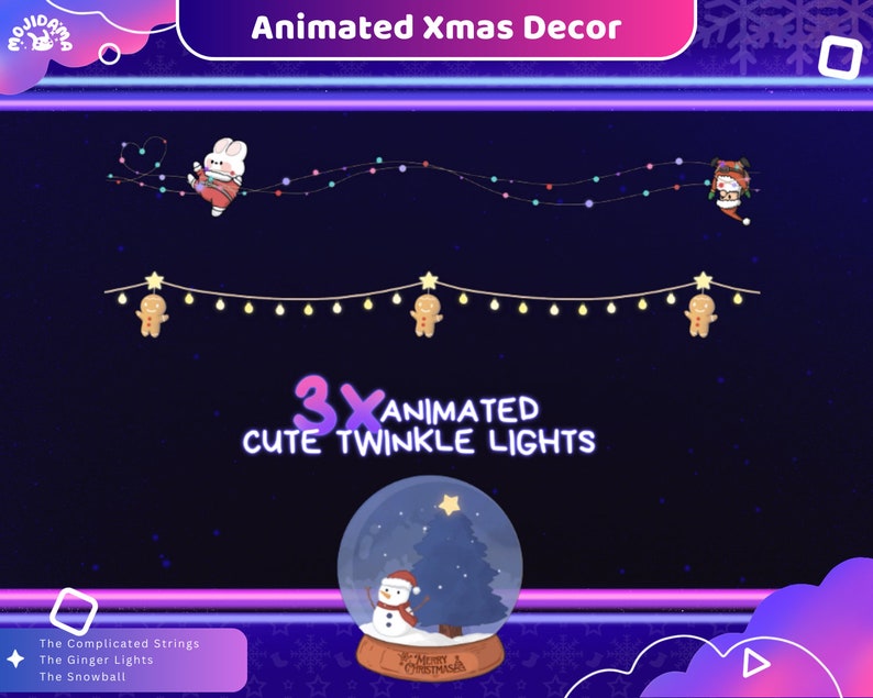 Animated Twitch Christmas Neon Light Overlays Streaming Animation Xmas ...