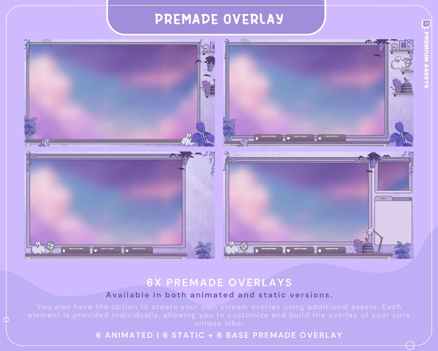 Cozy Twitch Overlay Animation Cute Halloween Bunny Boo Stream Pack Lofi ...