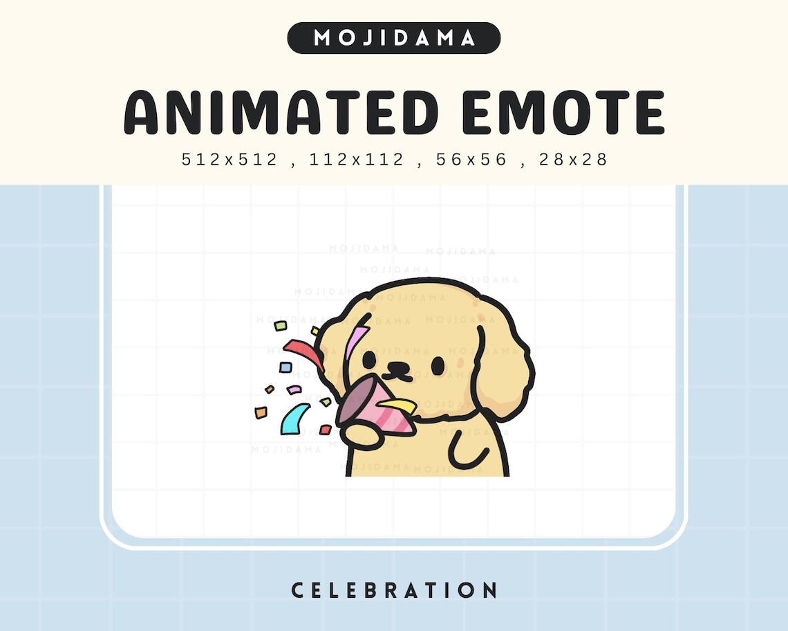 Animated Golden Retriever Twitch Emote: Celebration Confetti (digital ...