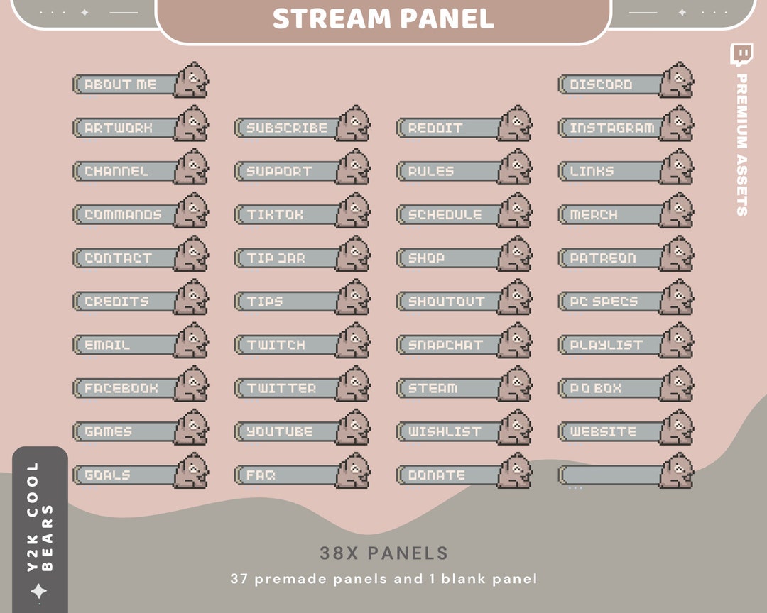 Cute Bear Stream Panel Twitch Cat Kitty Funny Cozy Room Aesthetic Panels Overlay Obs Streamlabs ...