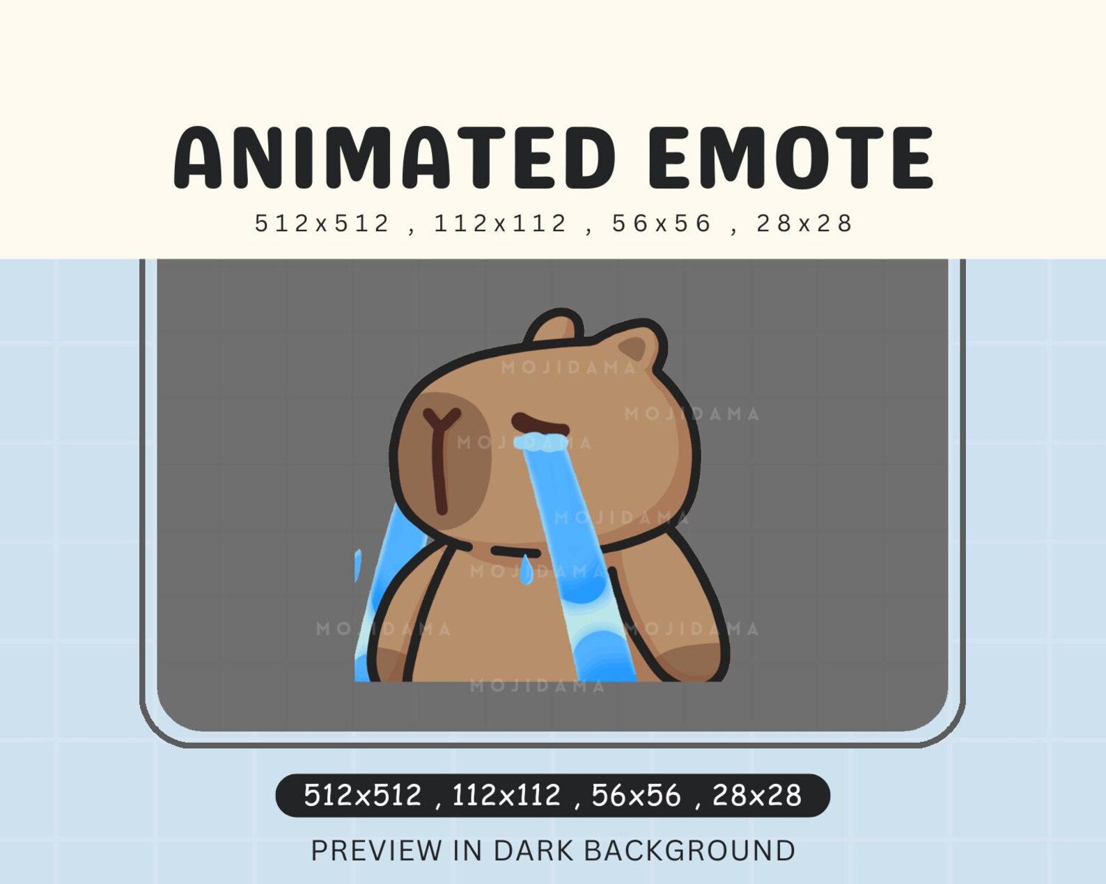 Sad Capybara Animated Emotes: Crying Chibi Kawaii Emotes (digital ...