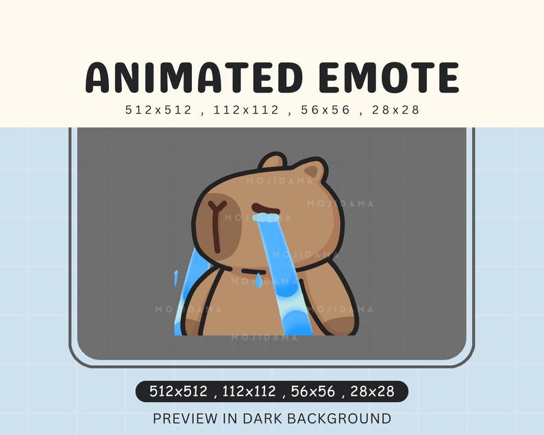 Sad Capybara Animated Emotes: Crying Chibi Kawaii Emotes (digital ...