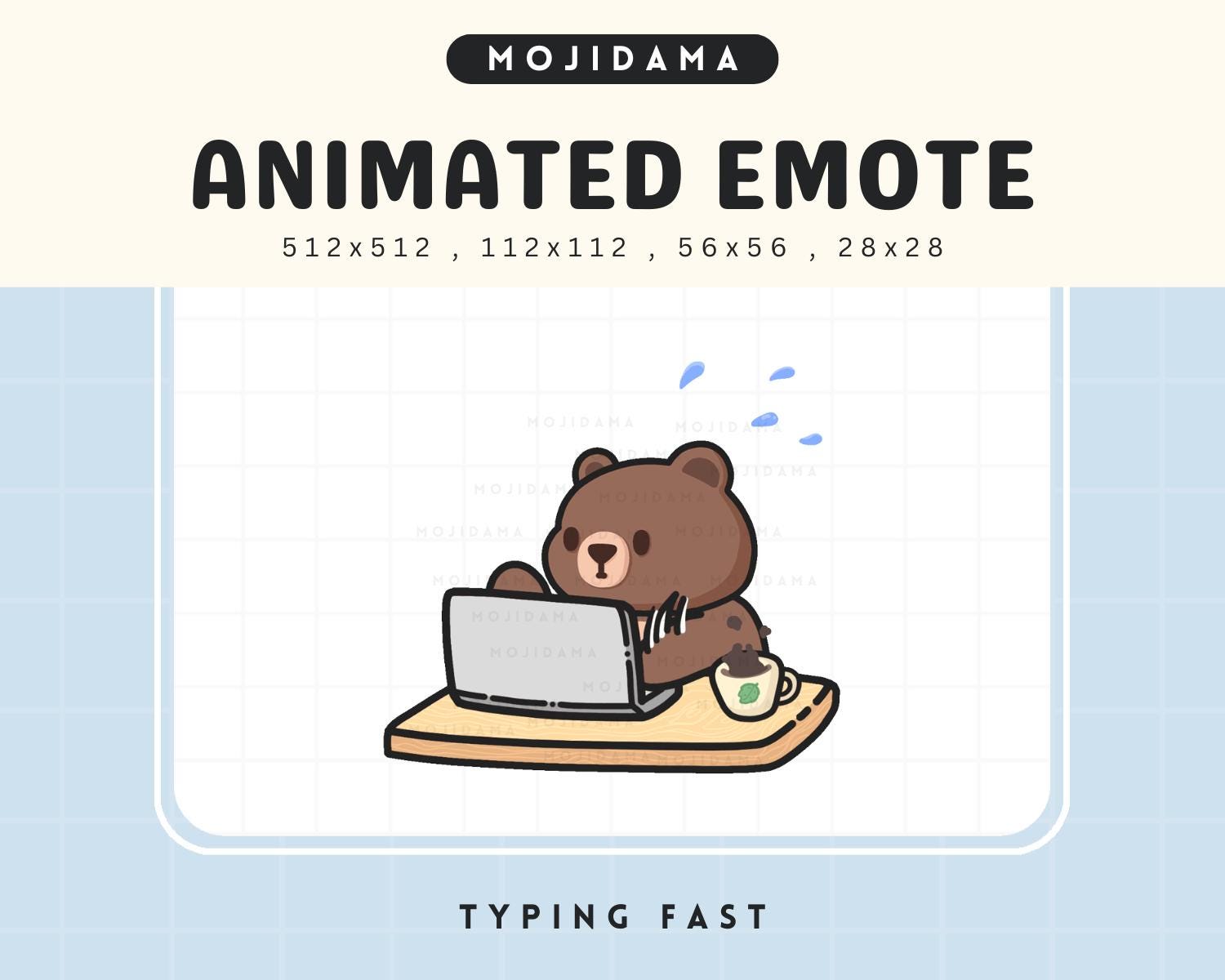 Animated Bear Typing Emote: Chibi Twitch Stream Asset (digital Download ...