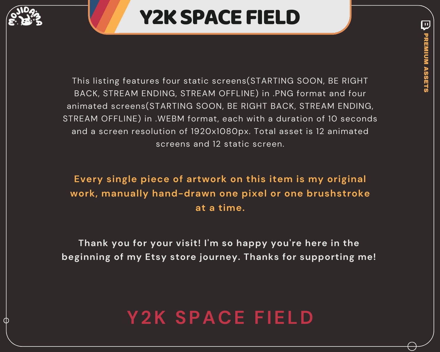 Y2K Space Field Twitch Screen Animation: Rocket & Stars (digital ...