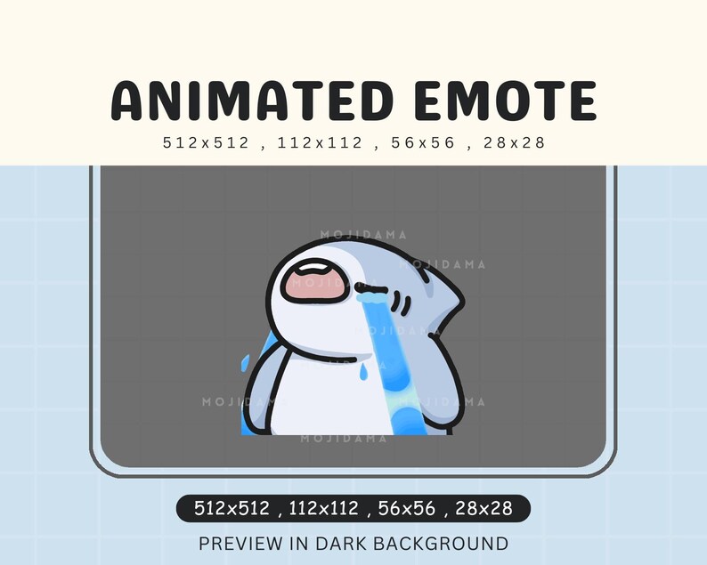 Sad Shark Emotes Animated Twitch Stream Animation Cute Chibi Cry Sharks ...