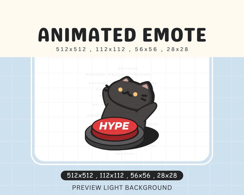 Animated Cat Hype Emote: Cute Black Kitten Twitch Youtube Kick Discord ...