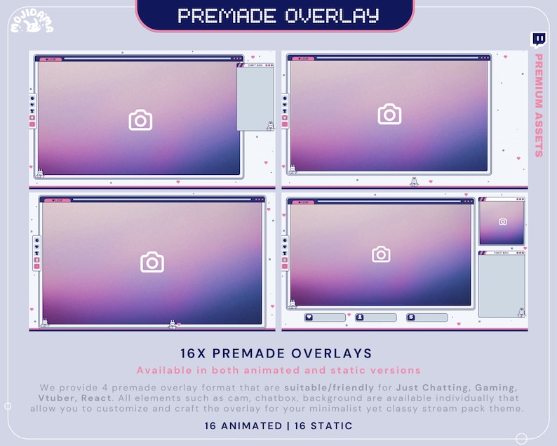 Twitch Overlay Stream Pack Animation Bunny Aesthetic Lofi Animated Full ...