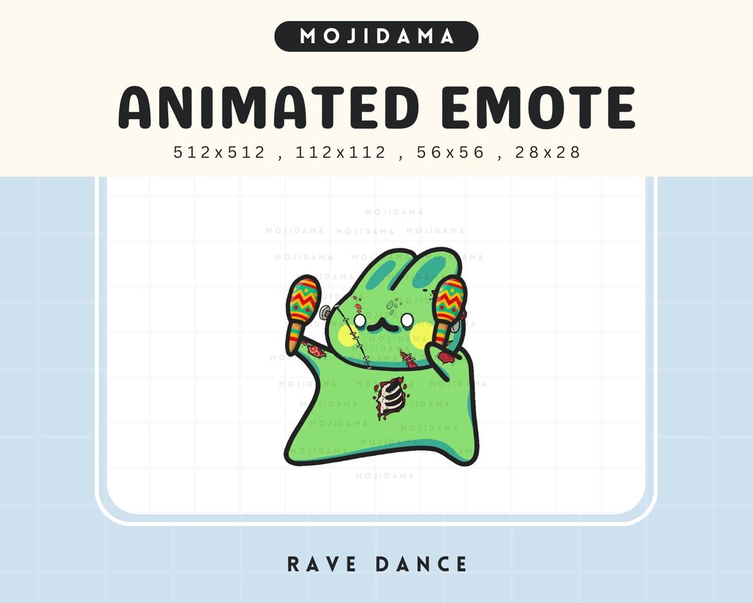 Zombie Bunny Rave Dance Animated Emote: Halloween Vtuber (digital ...