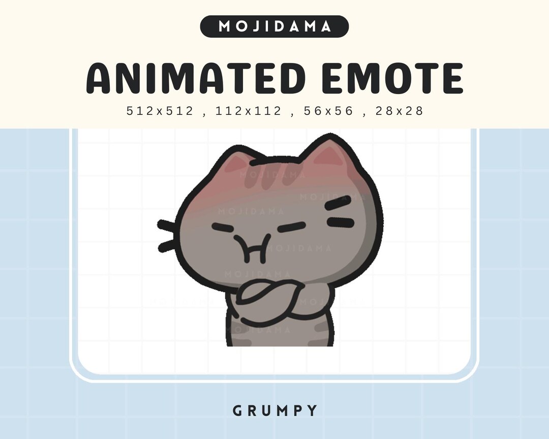 Grey Cat Emotes Twitch Animation Grumpy Kitty Angry Chibi Kitten Cute ...