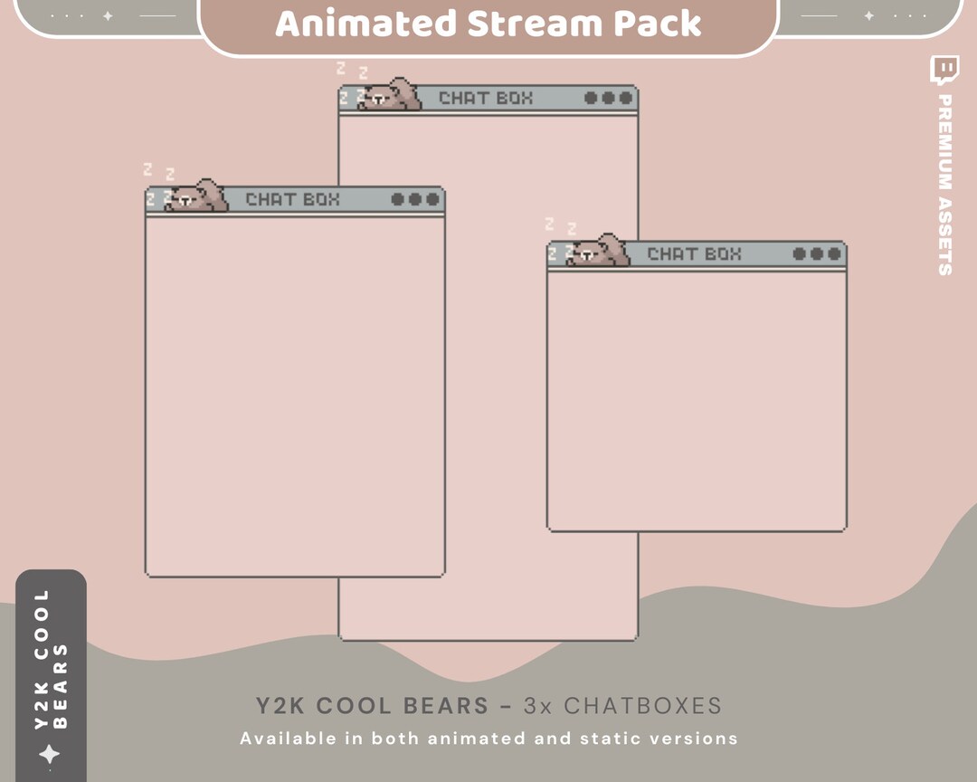 Cute Bear Twitch Chatbox Animation Overlays Animated Chat Obs Streamlabs Studio Stream Lofi Cozy ...
