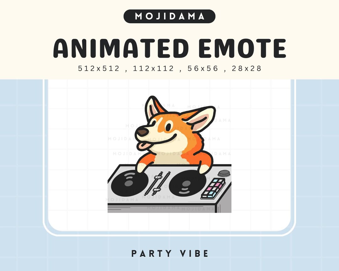 Party Corgi Dog Emotes Animated Twitch Music Vibes Cute Emote Animation ...